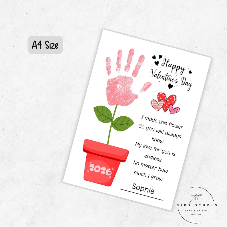 Valentine Handprint Art, Flower Handprint Craft, Mother's Day Handprint ...