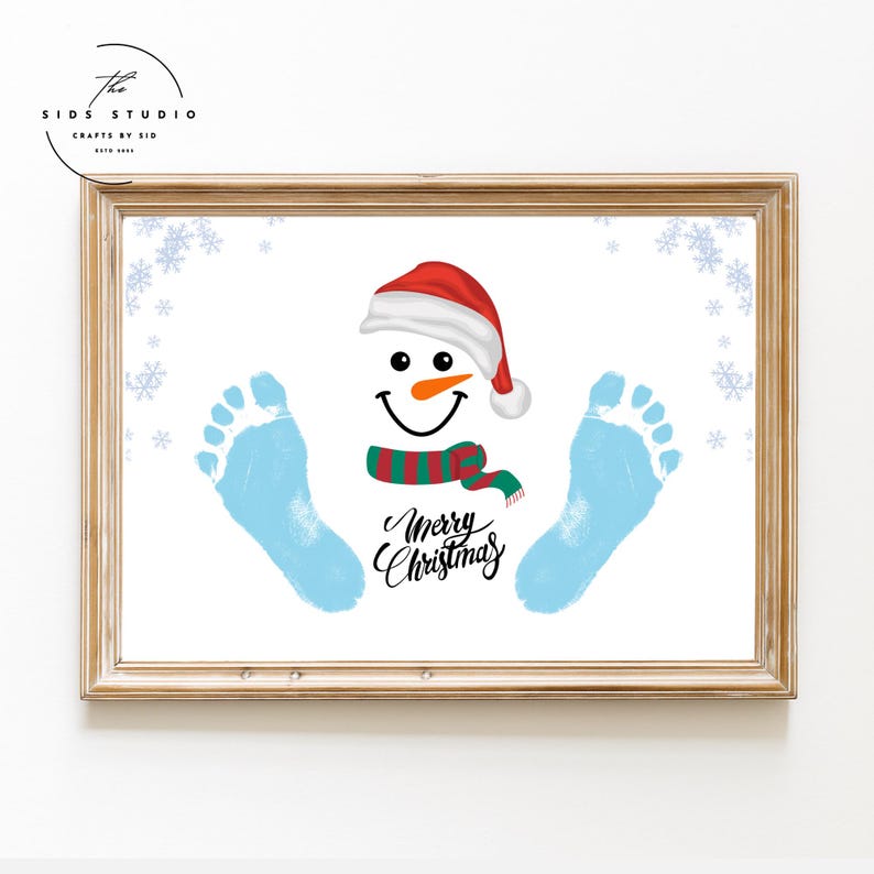 Snowman Footprint Craft, Christmas Footprint Art, Xmas Footprint Art ...
