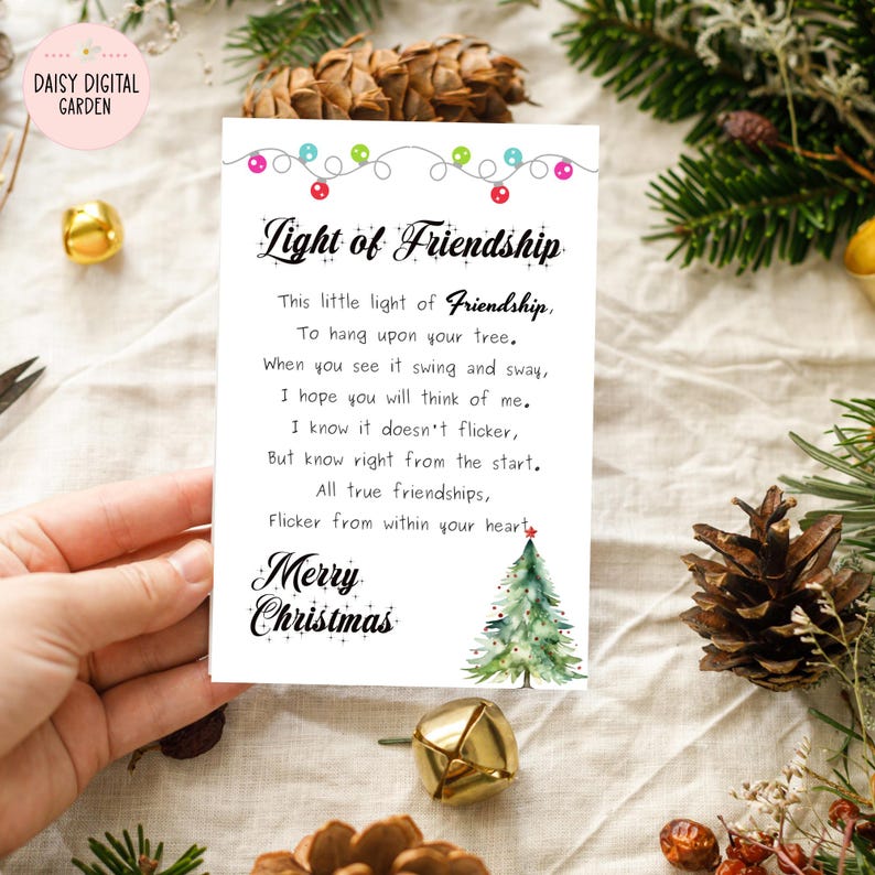 Light of Friendship Printable Poem | Christmas Friendship Card ...