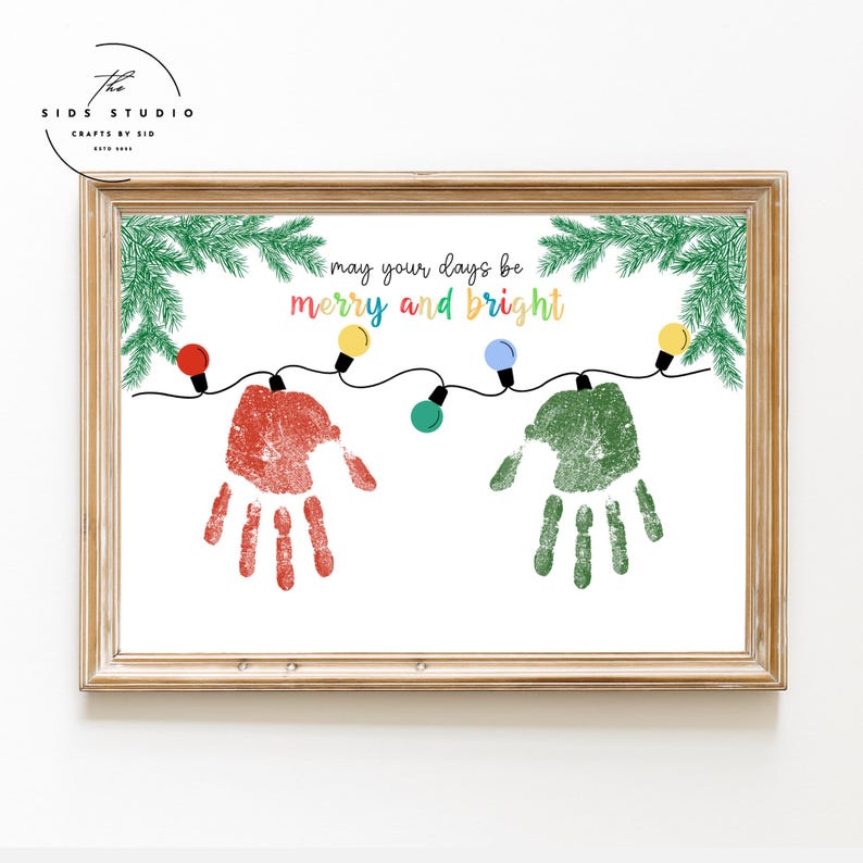 Christmas Lights Handprint Art, Merry and Bright Handprint Art ...
