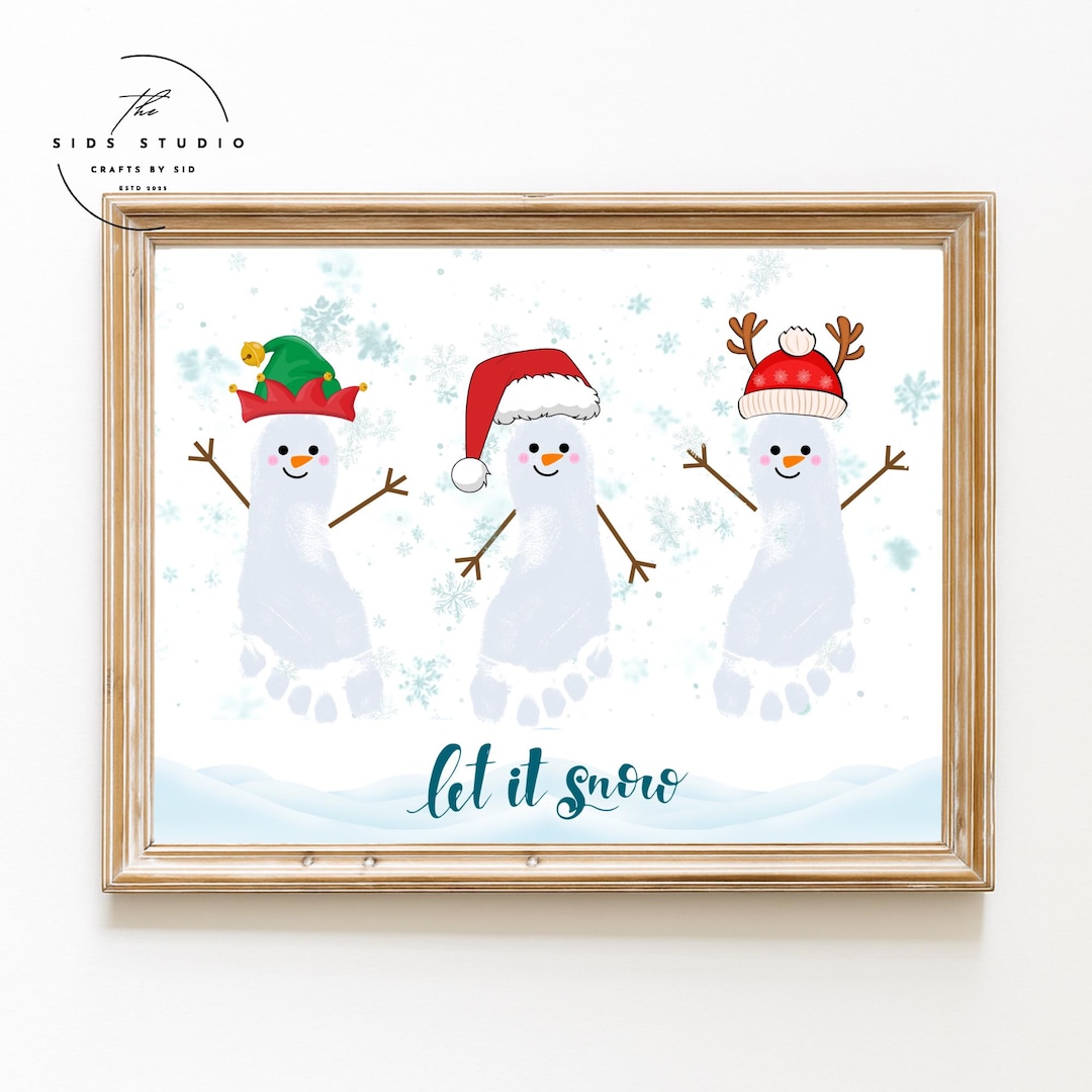 Snowman Family Footprint Craft, Christmas Footprint Art, Let It Snow ...