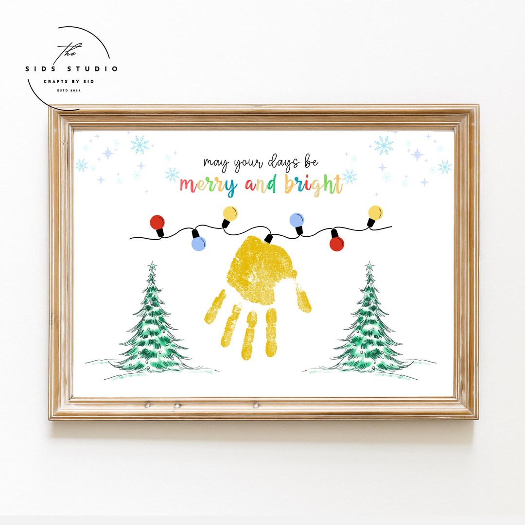 Christmas Light Handprint Art, Merry and Bright Handprint, Christmas ...