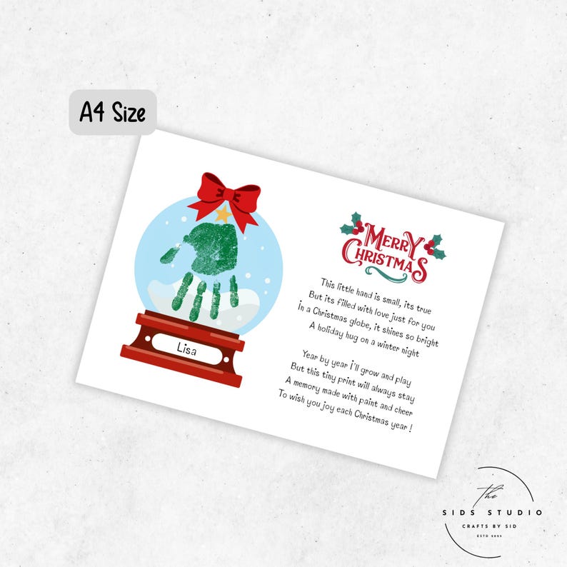 Christmas Handprint Snow Globe Craft, Christmas Handprint Poem Print ...