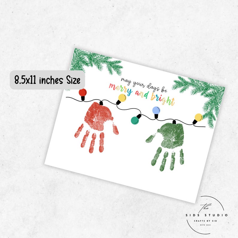 Christmas Lights Handprint Art, Merry and Bright Handprint Art ...