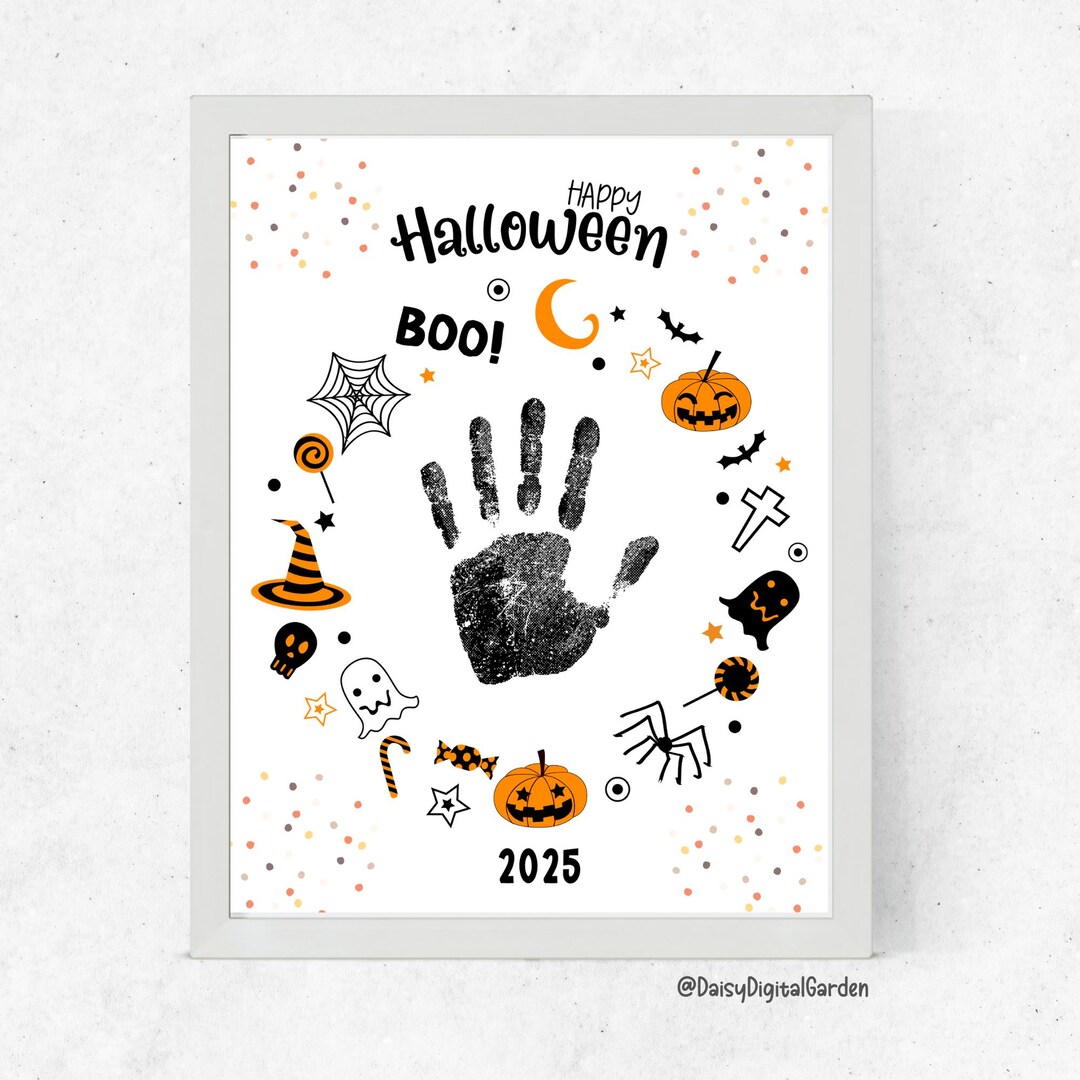 Halloween Handprint Art Craft, Halloween Handprint Art, Happy Halloween ...