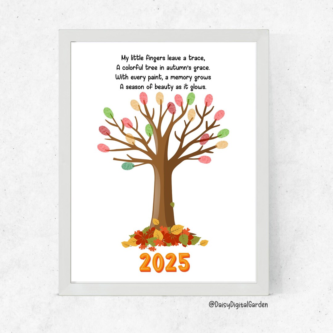 Fall Fingerprint Art | Autumn Tree Thumbprint Craft | Thanksgiving Kids ...