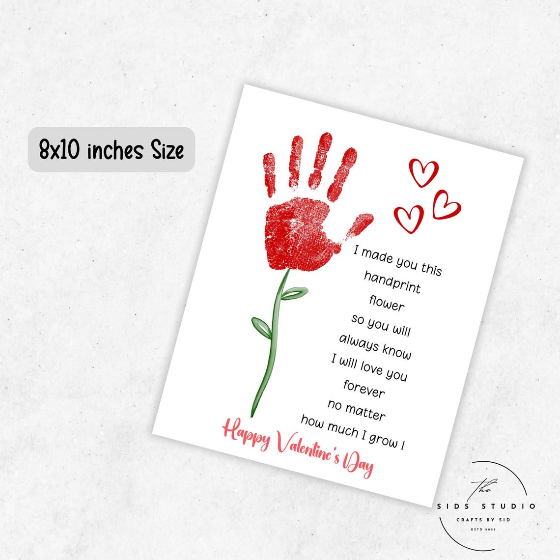 Valentine Handprint Art, Flower Handprint Craft, Mother's Day Handprint ...