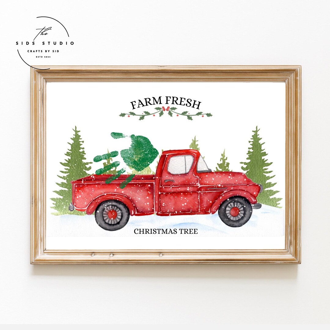 Christmas Truck Handprint Art, Christmas Tree Handprint Art, Merry ...