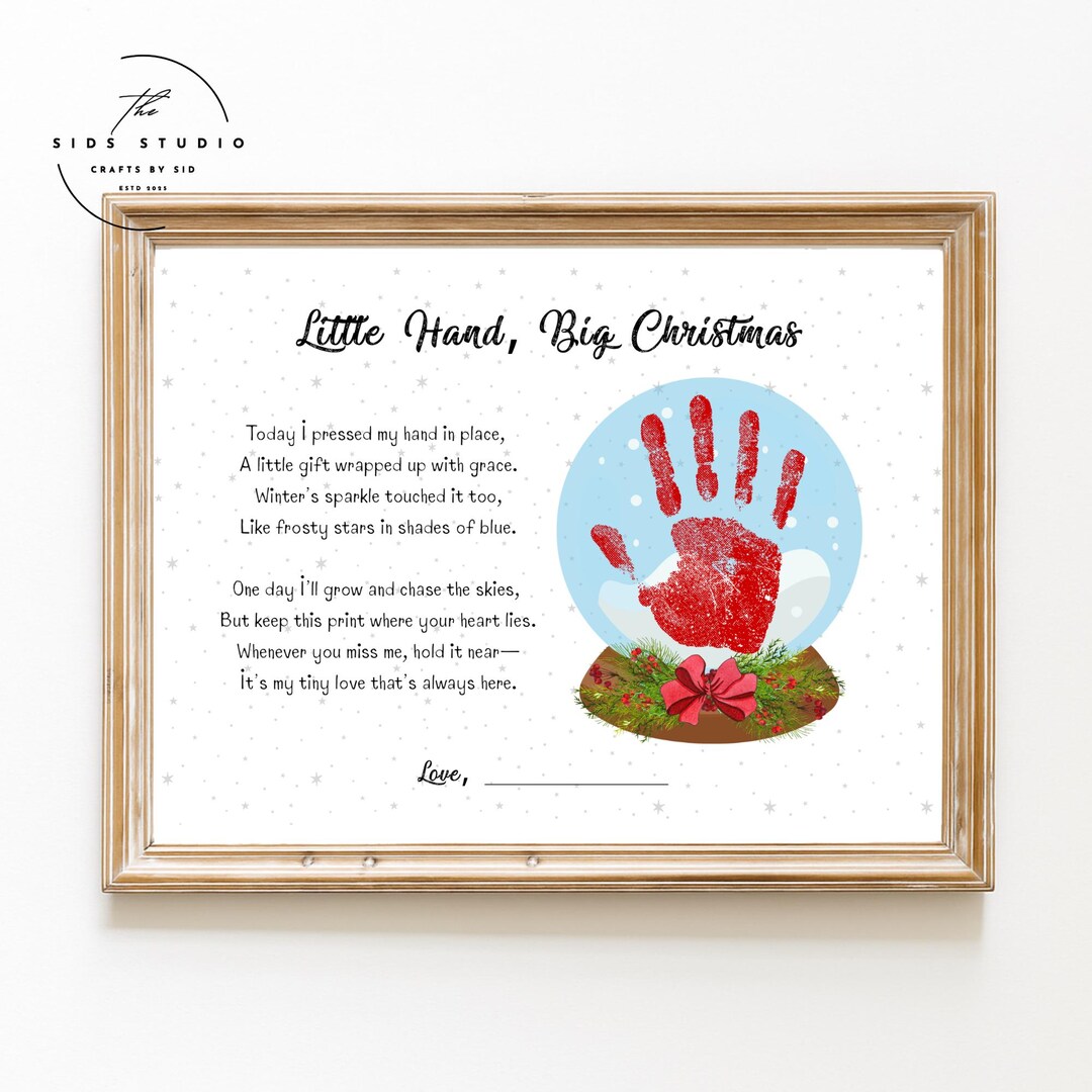 Christmas Handprint Poem Print, Christmas Handprint Snow Globe Craft ...