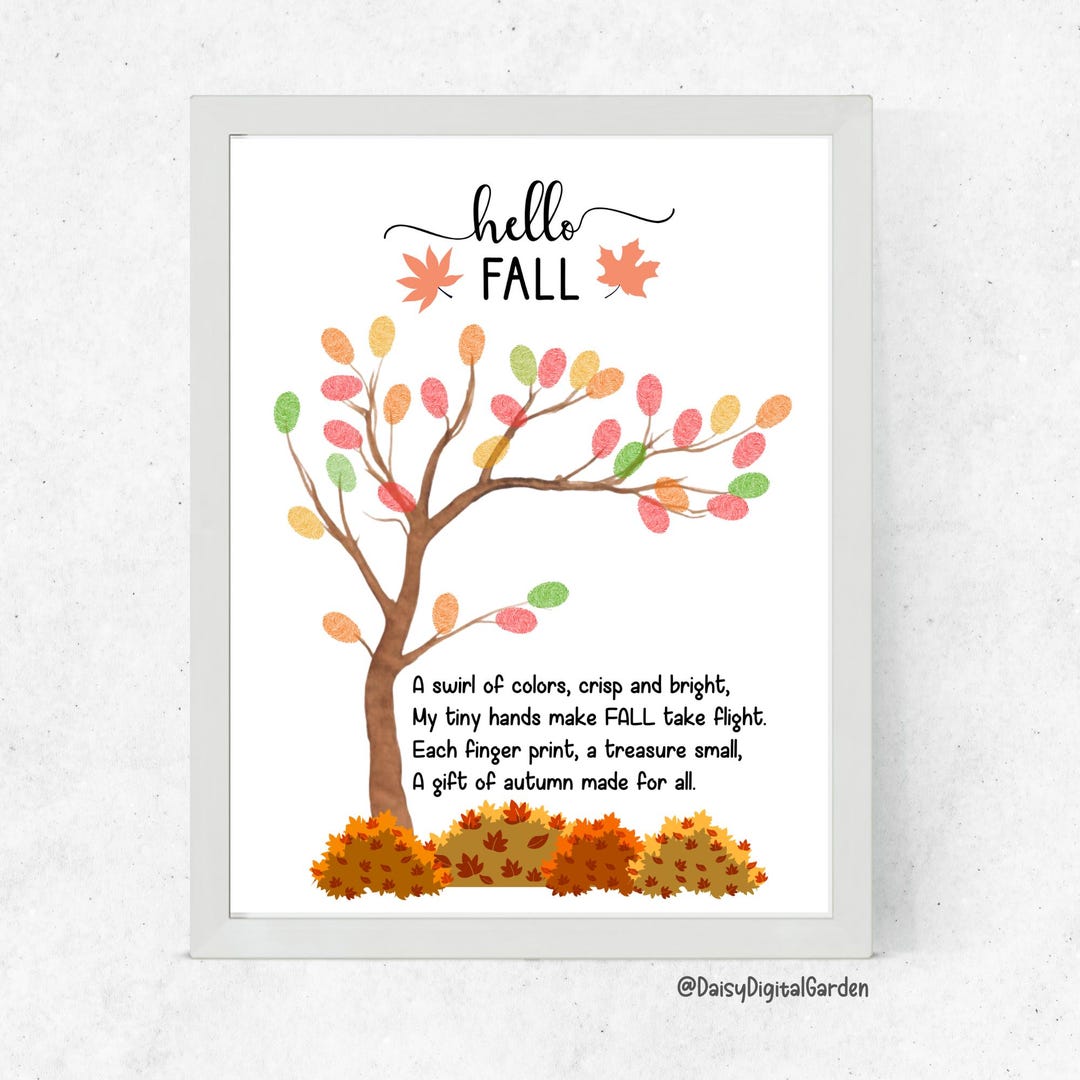Fall Fingerprint Art | Autumn Tree Thumbprint Craft | Thanksgiving Kids ...