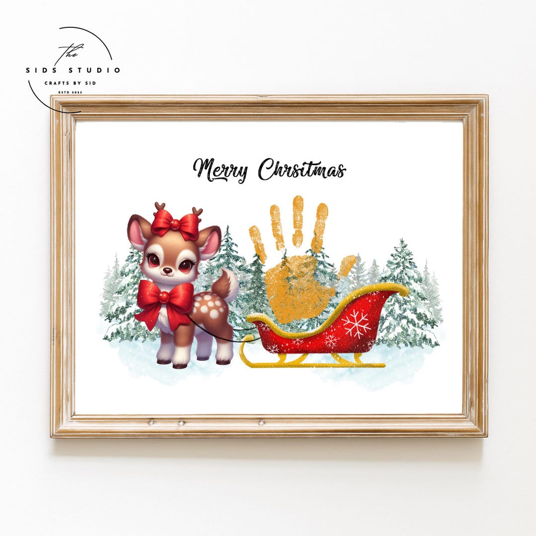 Christmas Reindeer Sleigh Handprint Art, Christmas Handprint Craft ...
