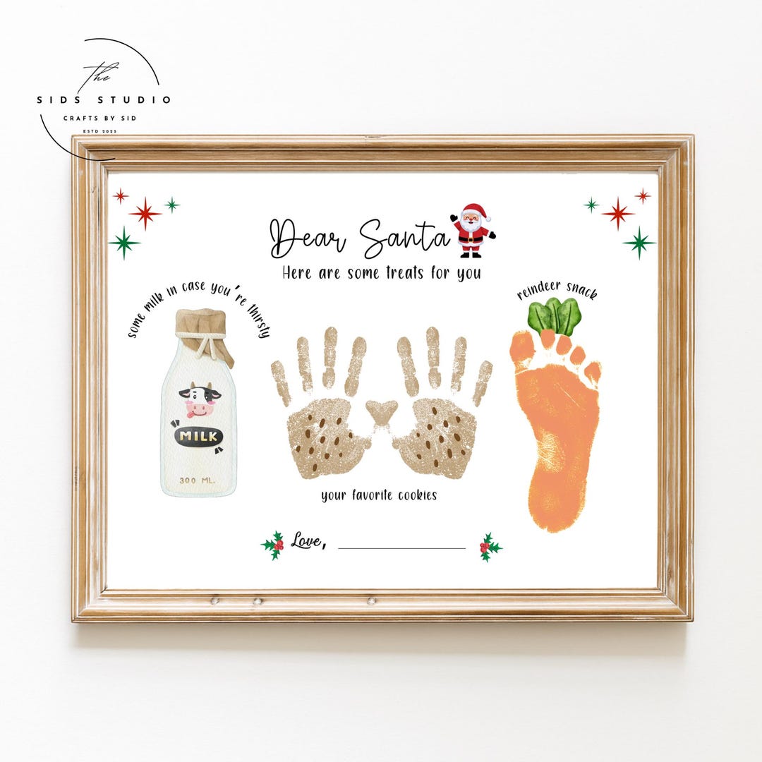 Dear Santa Handprint Footprint Placemat, Santa Handprint Art, Christmas ...