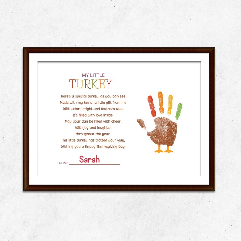 Turkey Poem Handprint Craft | Turkey Handprint Art | Autumn Handprint ...