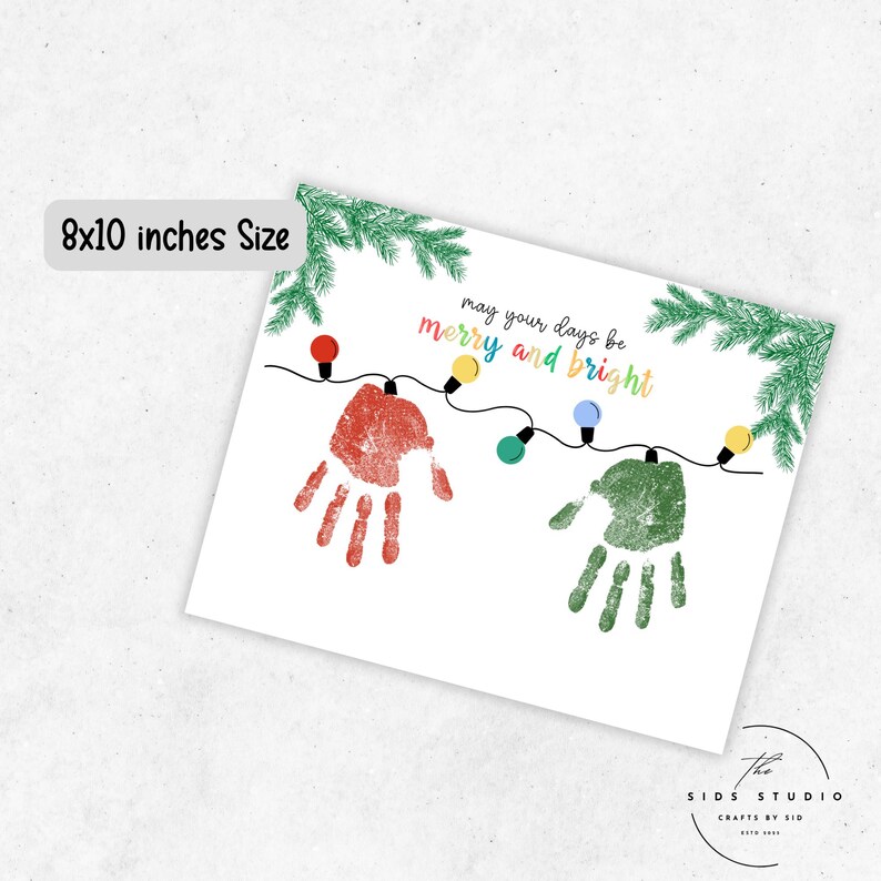 Christmas Lights Handprint Art, Merry and Bright Handprint Art ...