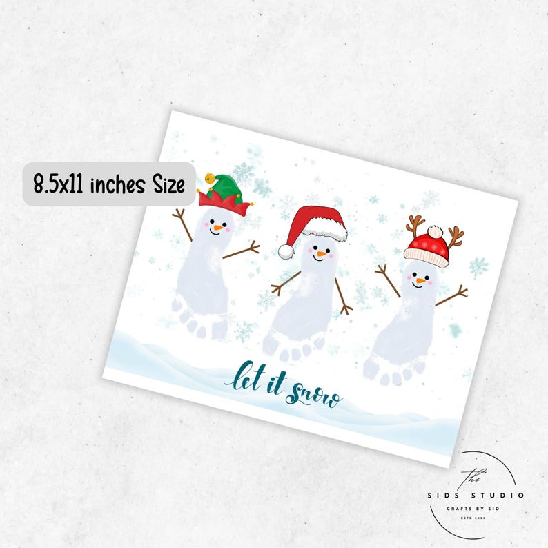 Snowman Family Footprint Craft, Christmas Footprint Art, Let It Snow ...