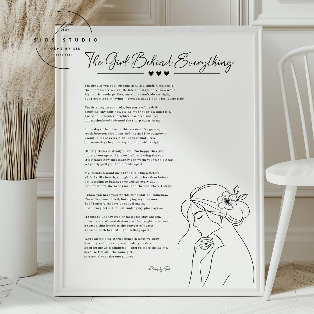 The Girl Behind Everything Poem Print, Girl Poem Printable, Original ...