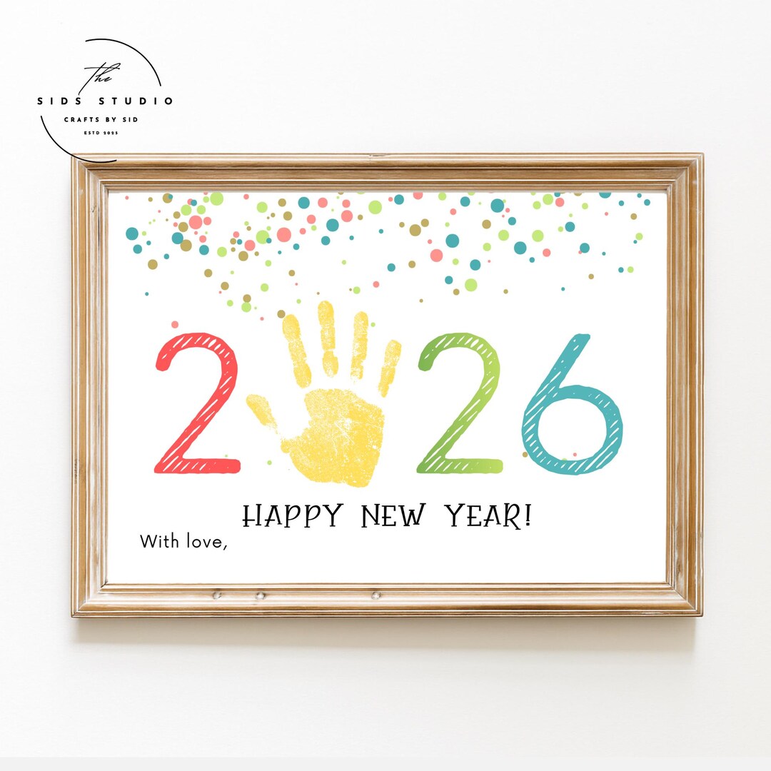 Happy New Year Handprint Craft 2026, New Year Handprint Art, 2026 Craft ...