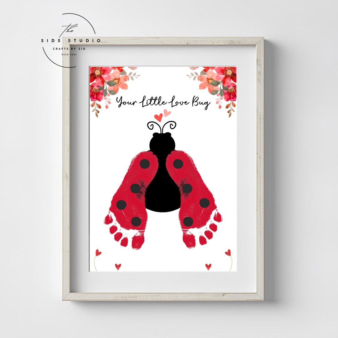 Valentine Footprint Art, Your Little Love Bug Footprint Craft, Mother's ...