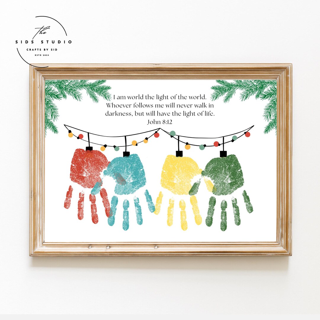 Christmas Lights Handprint Art, Merry and Bright Handprint Art ...