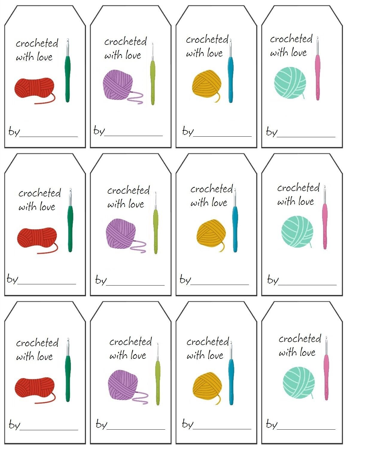 Crochet Gift Tags Labels PDF Crochet Gift Tags Printable | Etsy