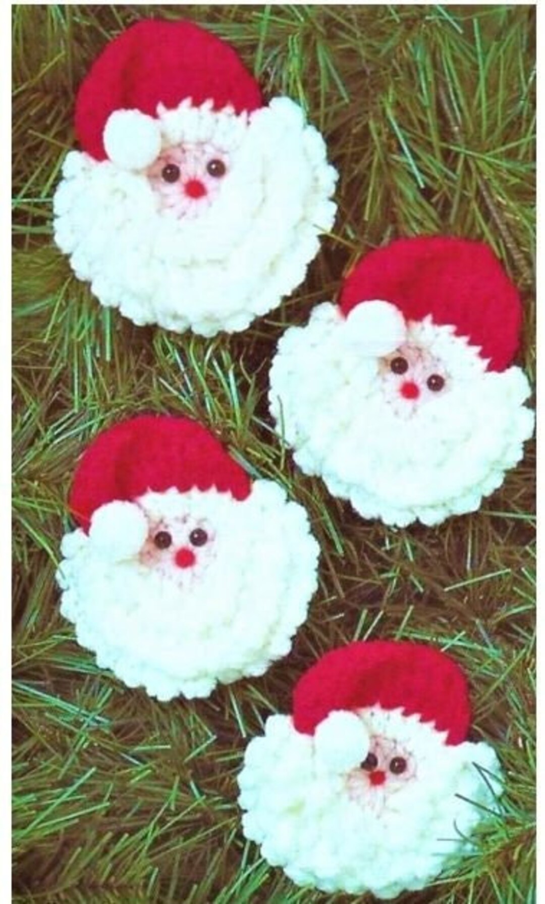 Vintage Crochet Santa Face Ornament Pattern - Etsy