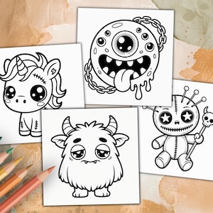 Kawaii Monsters Coloring Book for Adults & Kids, 30 Bold and Easy ...