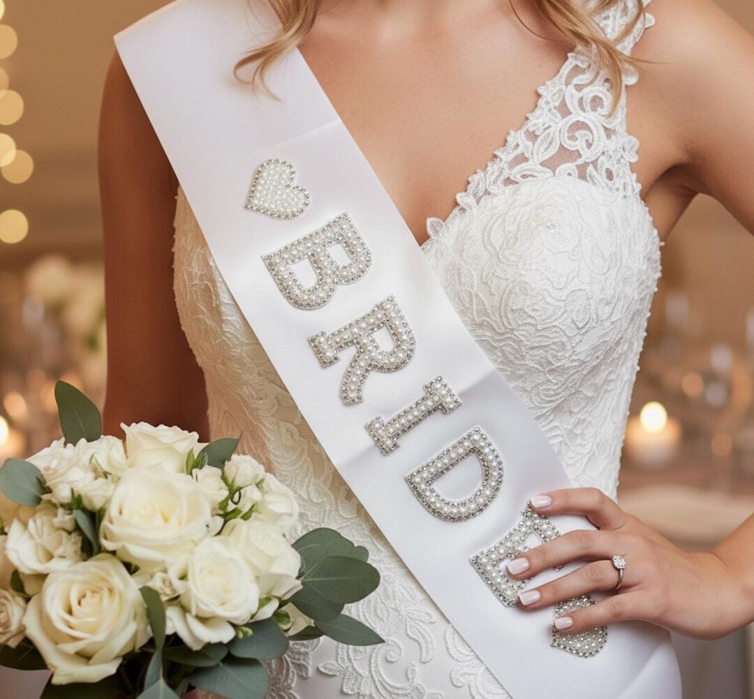 Bride to Be Sash for Bachelorette Party : White Sparkling Pearl Letters ...
