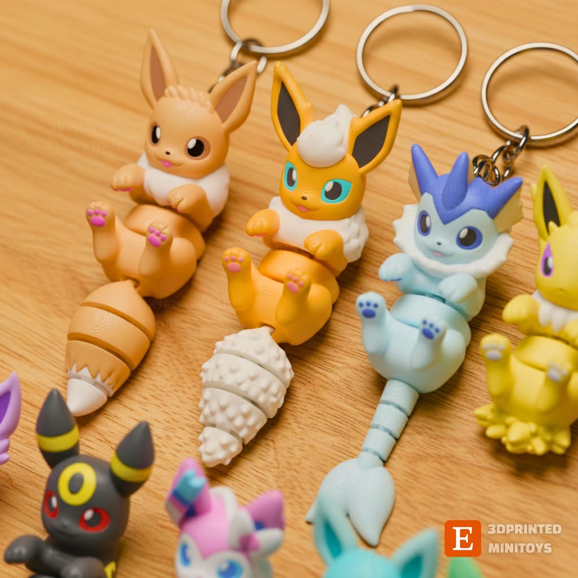 Eevee Eeveelution Flexi Keychain | Articulating Fidget Toy | Umbreon ...