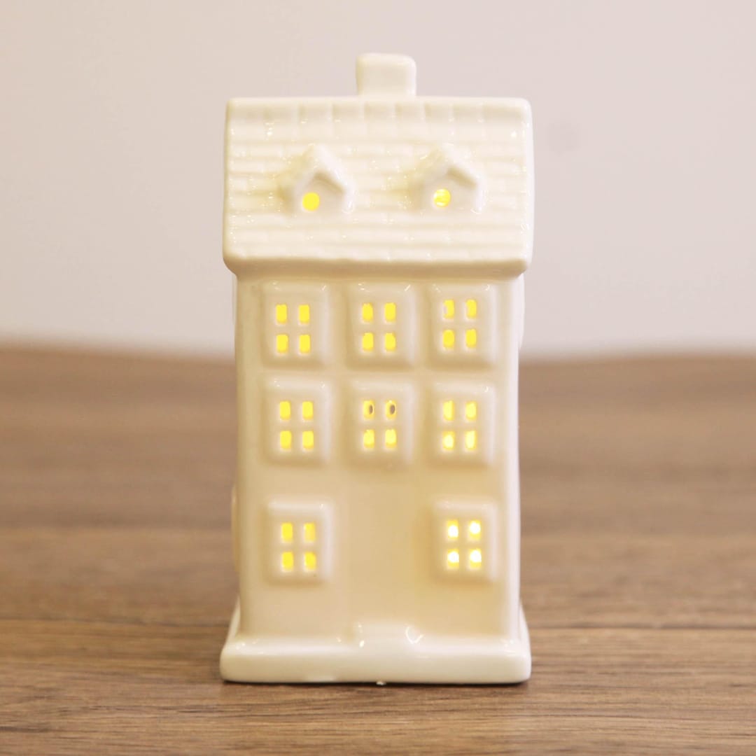 Enchanted Ceramic Christmas House With LED Light - Festive Glowing ...