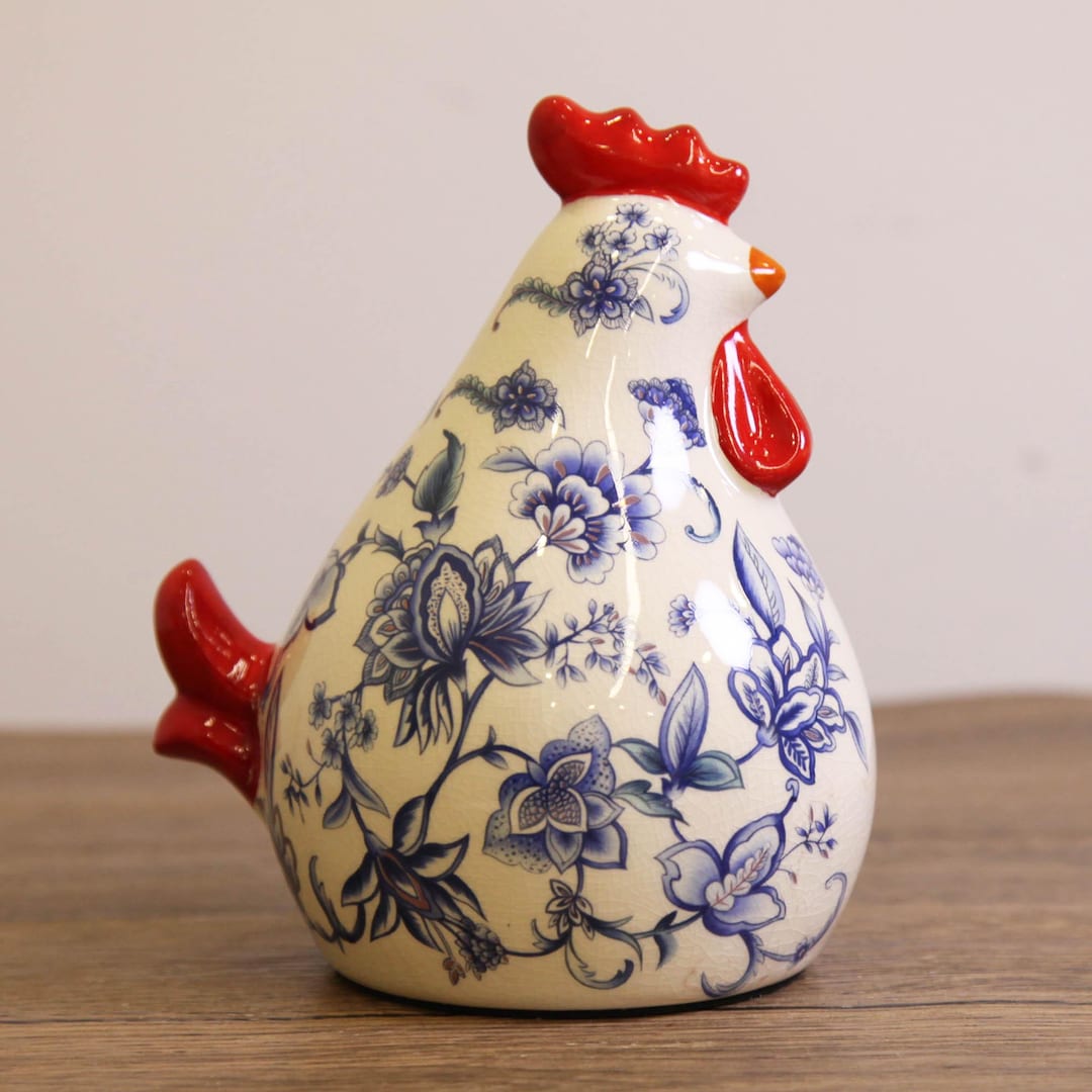 Rooster Ceramic Decor - American Farmhouse Centerpiece for Living Room ...