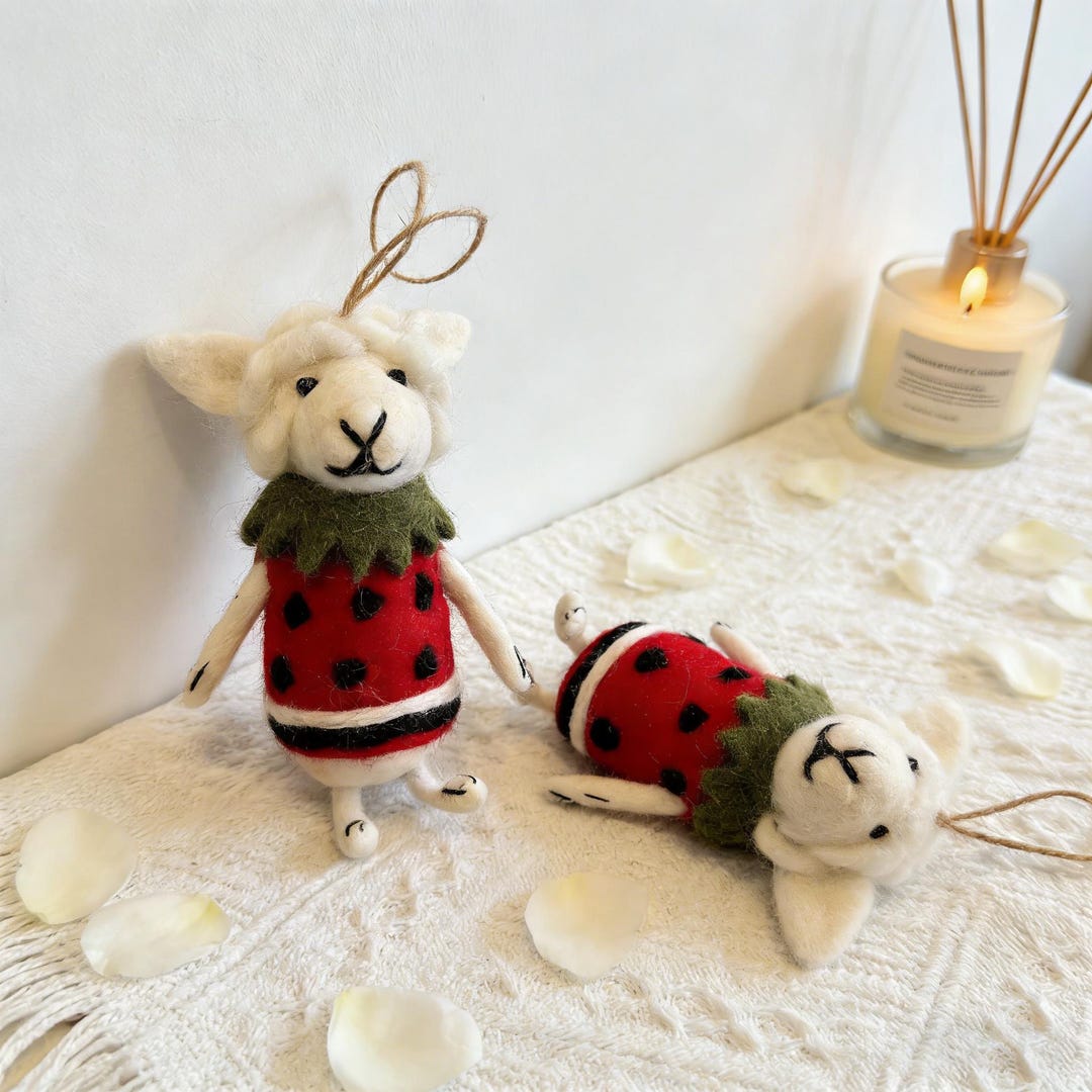 Watermelon-shaped Sheep, Handcrafted Felt Ornaments, Little Lamb ...
