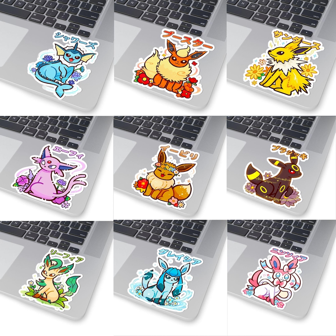Eeveelution Pokemon Stickers, Anime Decals, Laptop & Water Bottle Decor ...
