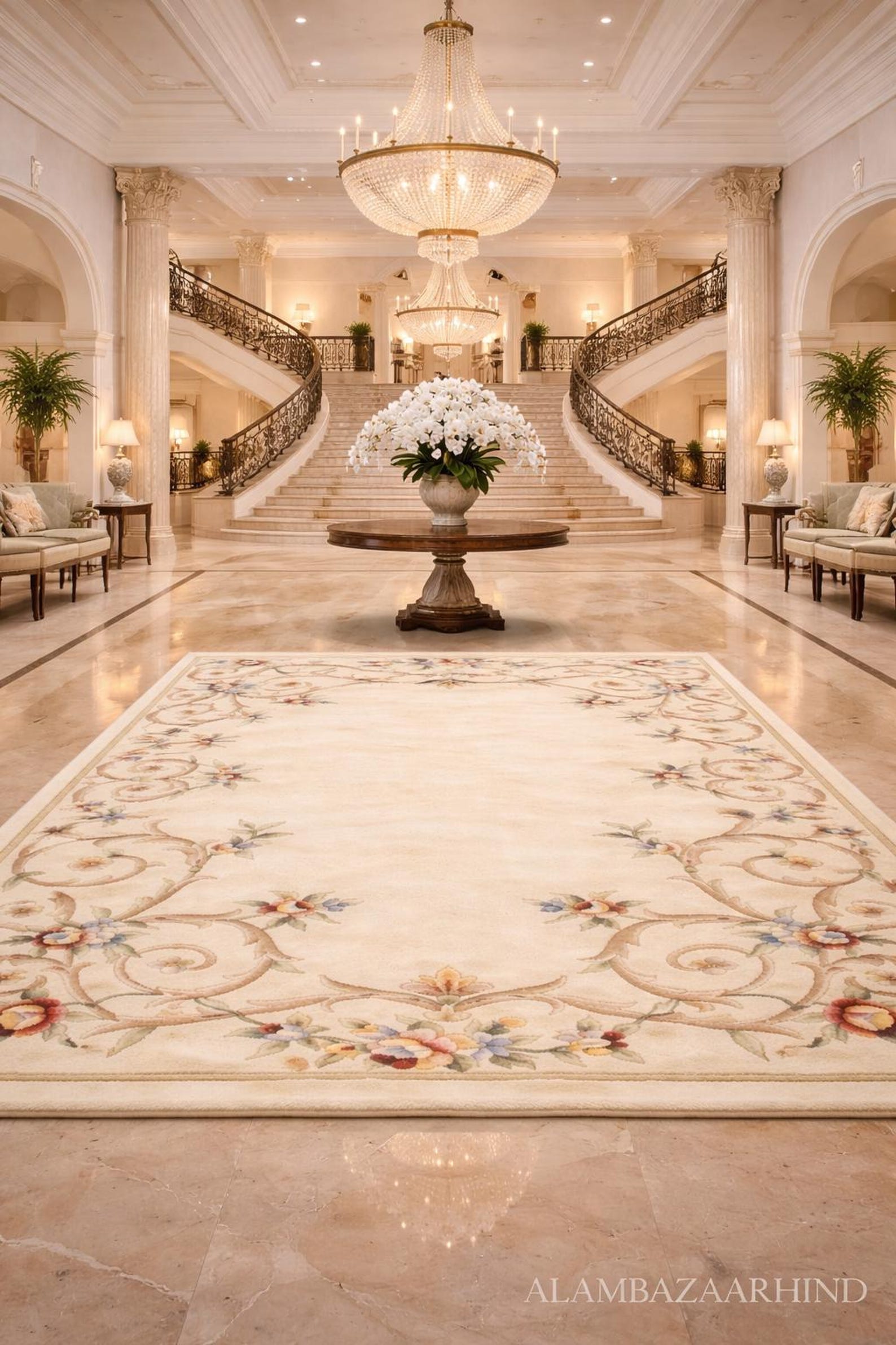 Floral Abushan Hand Tufted Rug – Cream Traditional Wool Area Carpet - Etsy
