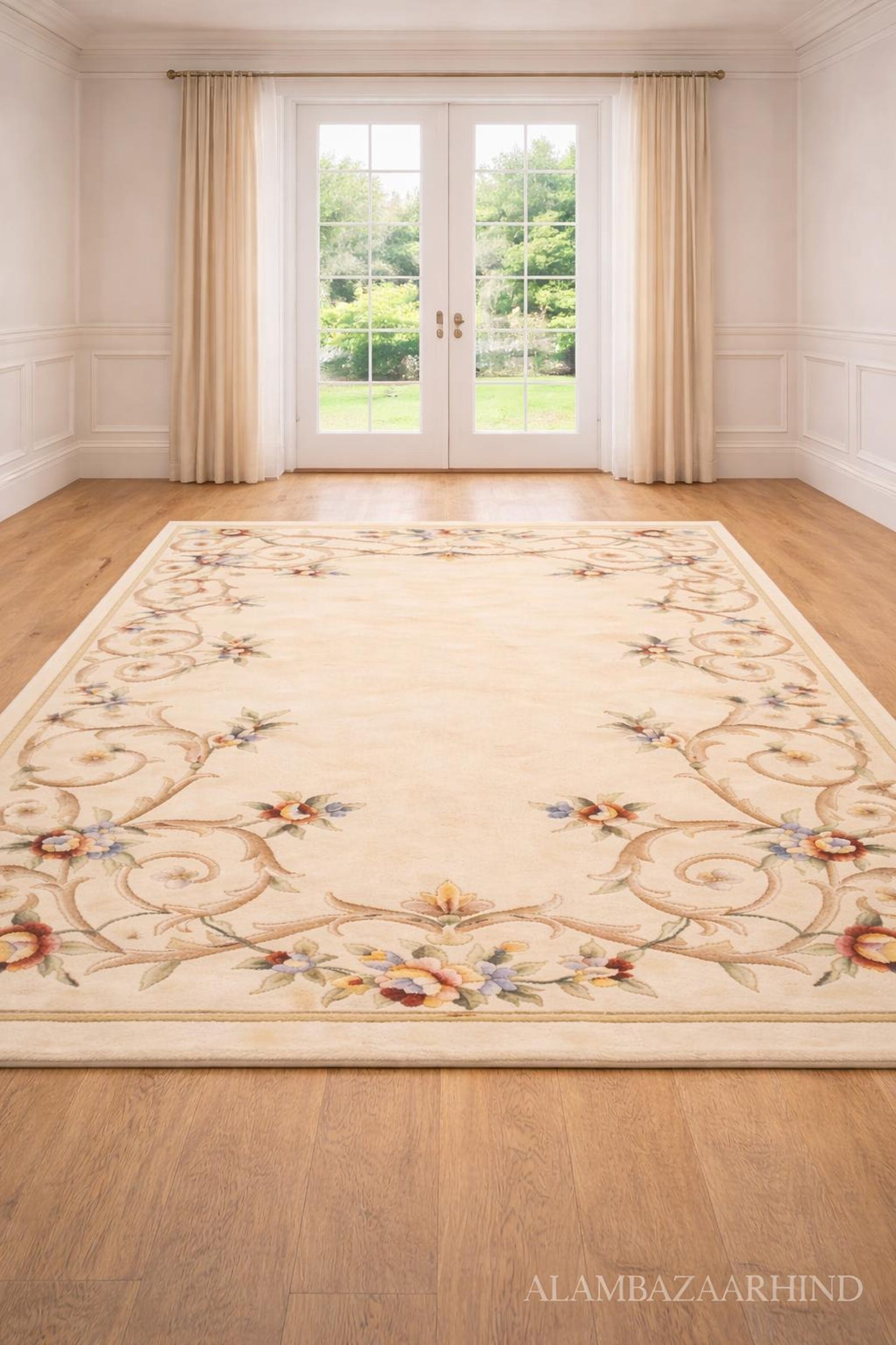 Floral Abushan Hand Tufted Rug – Cream Traditional Wool Area Carpet - Etsy