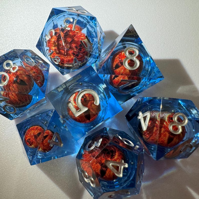 Blue Spider Liquid Core Dice Set｜sharp Edge Polyhedral With Spider ...