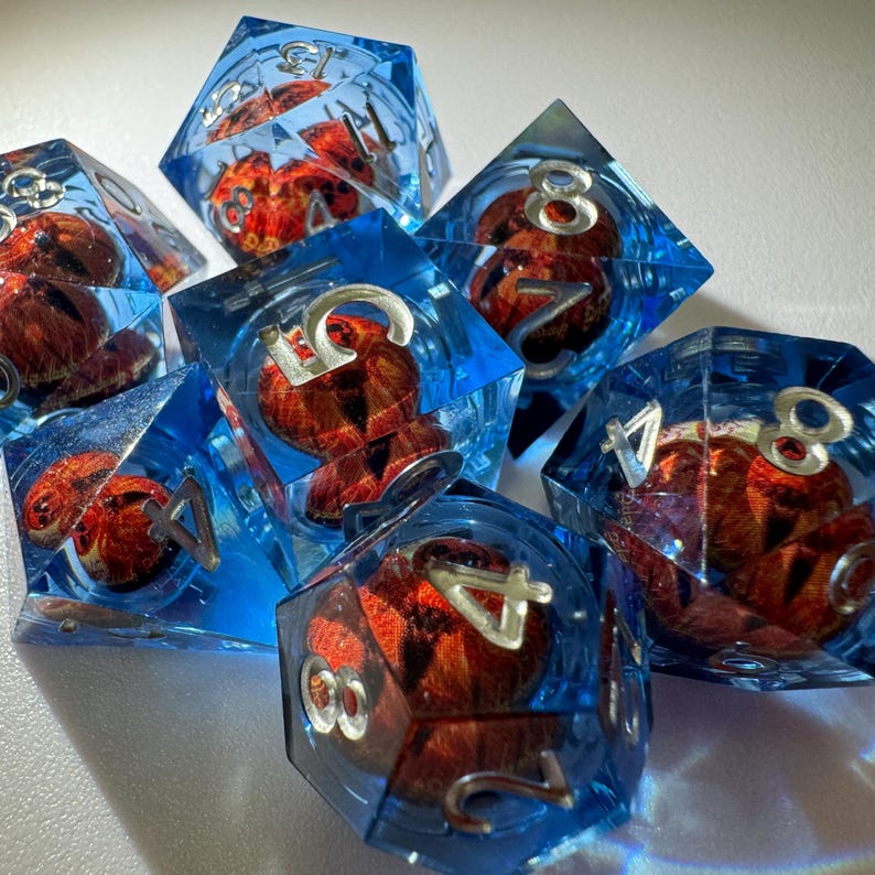 Blue Spider Liquid Core Dice Set｜sharp Edge Polyhedral With Spider ...