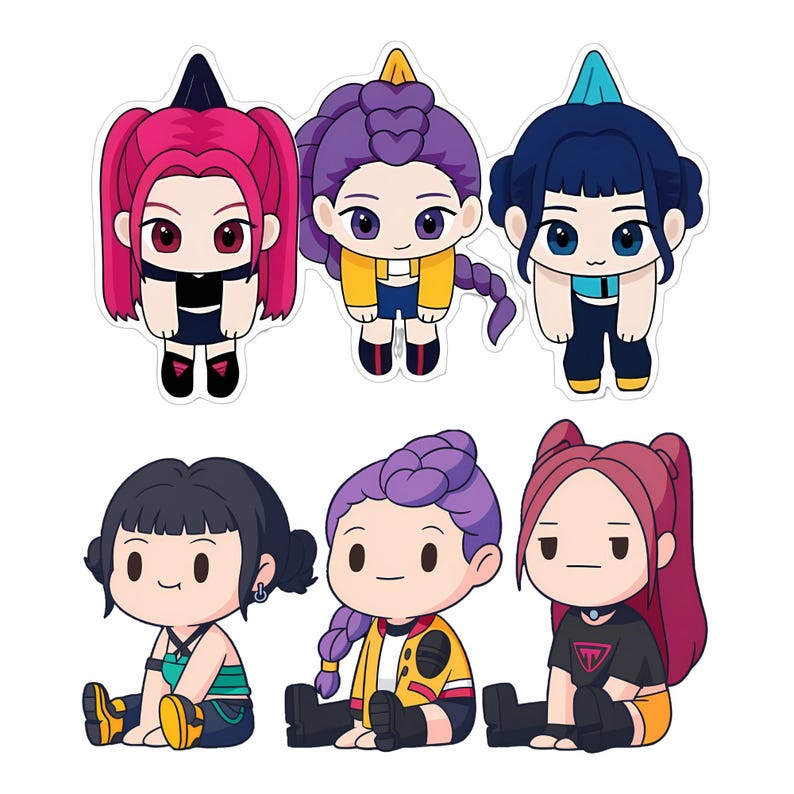 Imágenes prediseñadas PNG de Chibi Huntrix: Paquete de pegatinas de ...