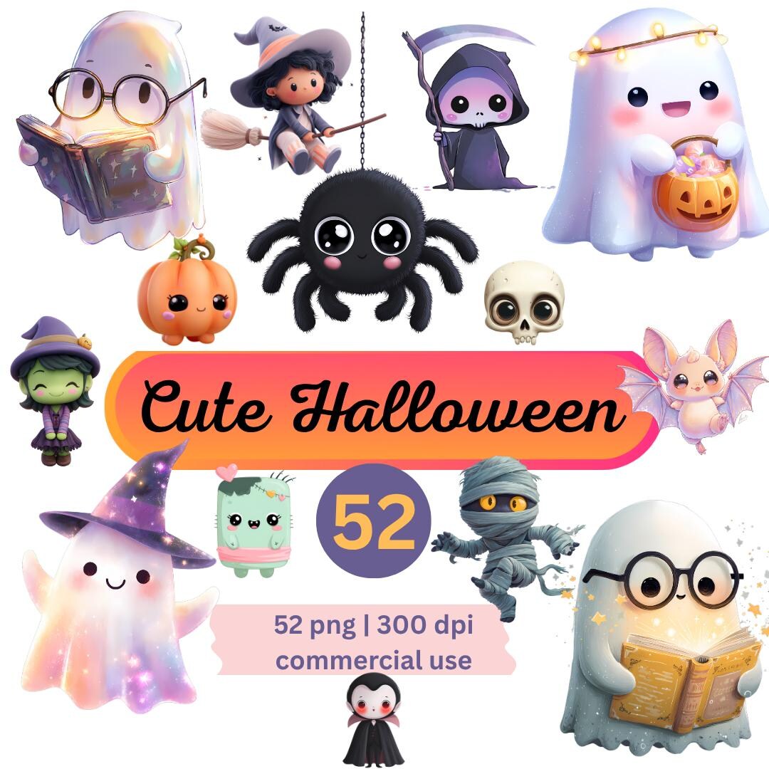 Halloween Clipart Bundle, Spooky PNG Graphics (digital Download) - Etsy