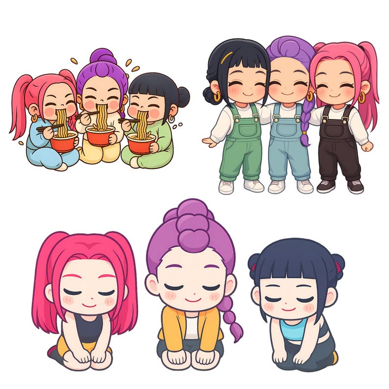 Imágenes prediseñadas PNG de Chibi Huntrix: Paquete de pegatinas de ...