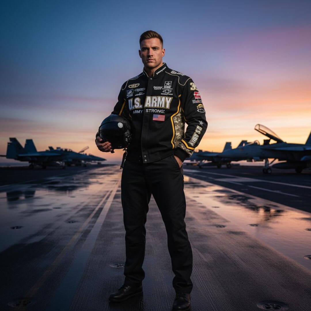 US Army Racing Jacket | Cordura Bomber Coat | Satin Lined | Free T ...