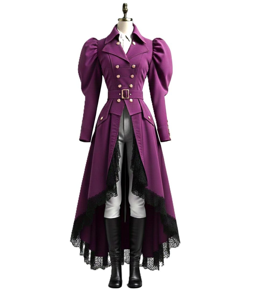 Gothic Victorian Tailcoat Duster for Women | Steampunk Cotton Trench ...