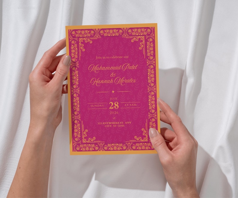 Indian Wedding Invitation Card Template, Luxury Floral Wedding Invite ...