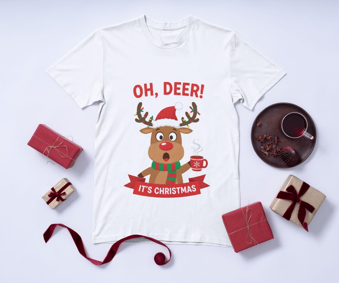 Oh Deer Christmas PNG, Cute Reindeer Clipart, Funny Xmas Quote Art ...