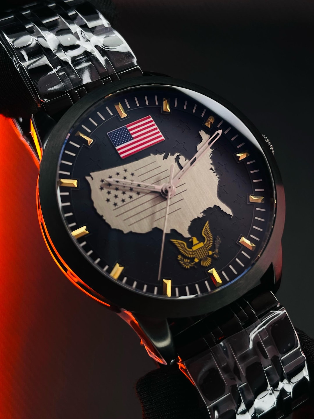 Patriotic USA Automatic Watch - Anti-tank Shell Inlay, Sapphire Crystal ...