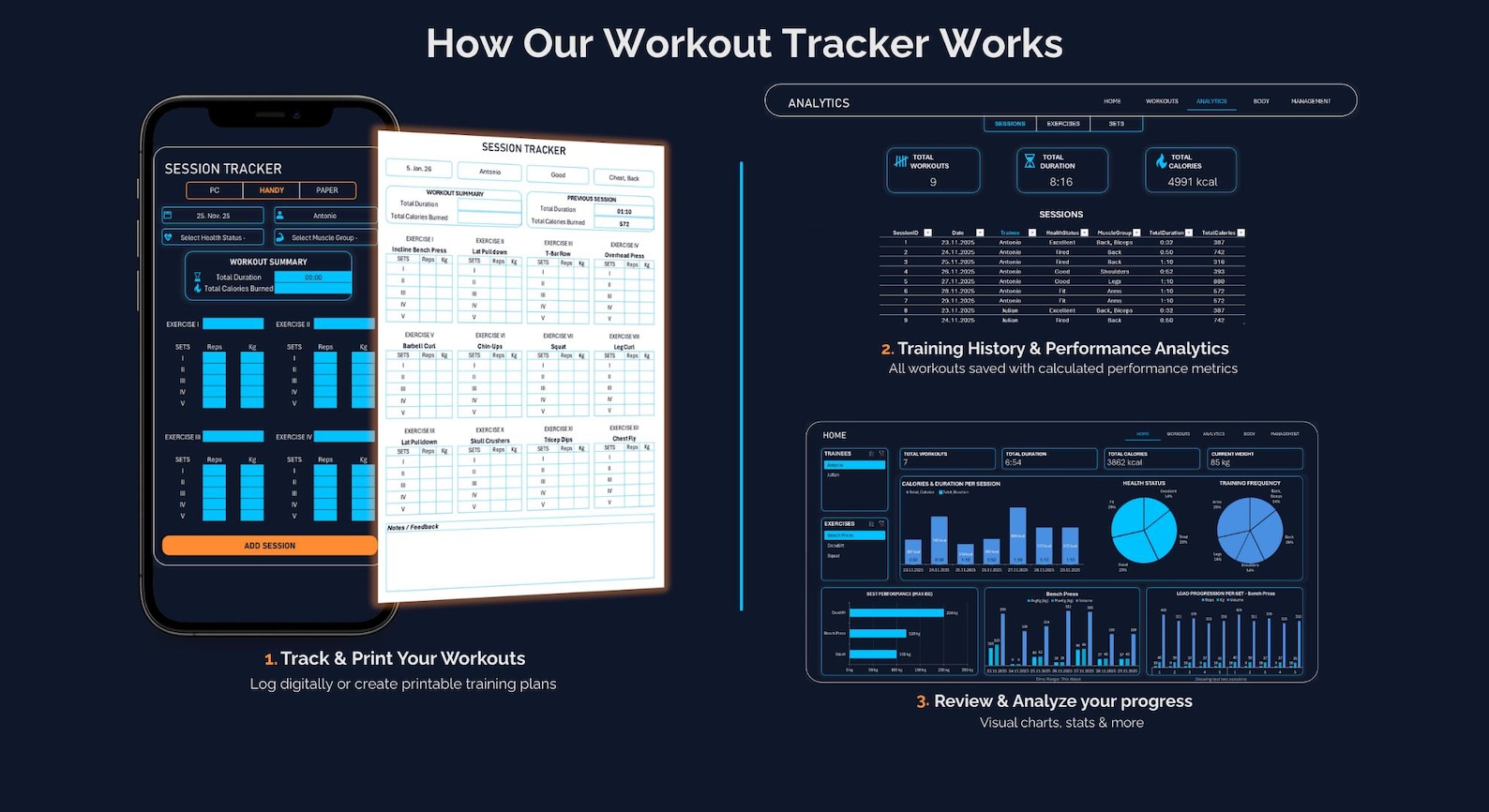 Excel Workout Tracker – Digital Fitness & Weight Loss Spreadsheet ...