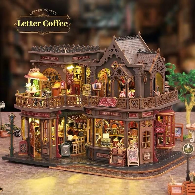 DIY Book Nook Kit – Letter Coffee Shop Miniature With LED Lights - Etsy