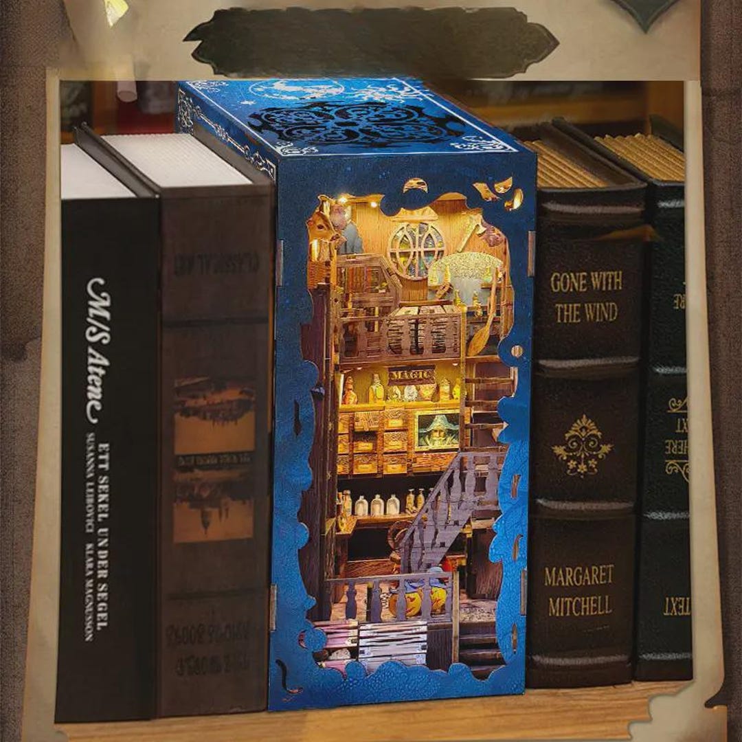 Magic Book Nook Kit – DIY Miniature Dollhouse Wizard Library Scene With ...