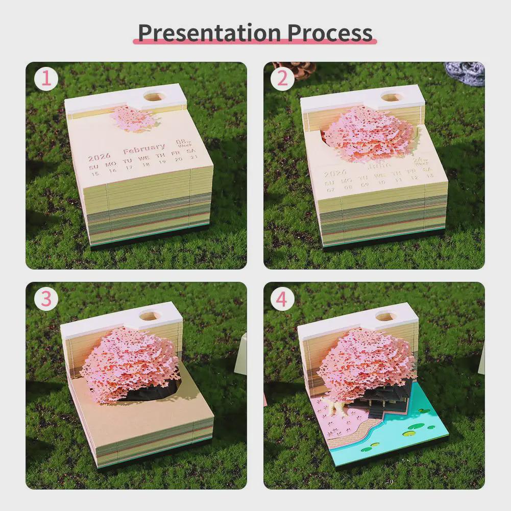 3D Tear-off Calendar Sculpture – Handcrafted Paper Art in Acrylic Box ...