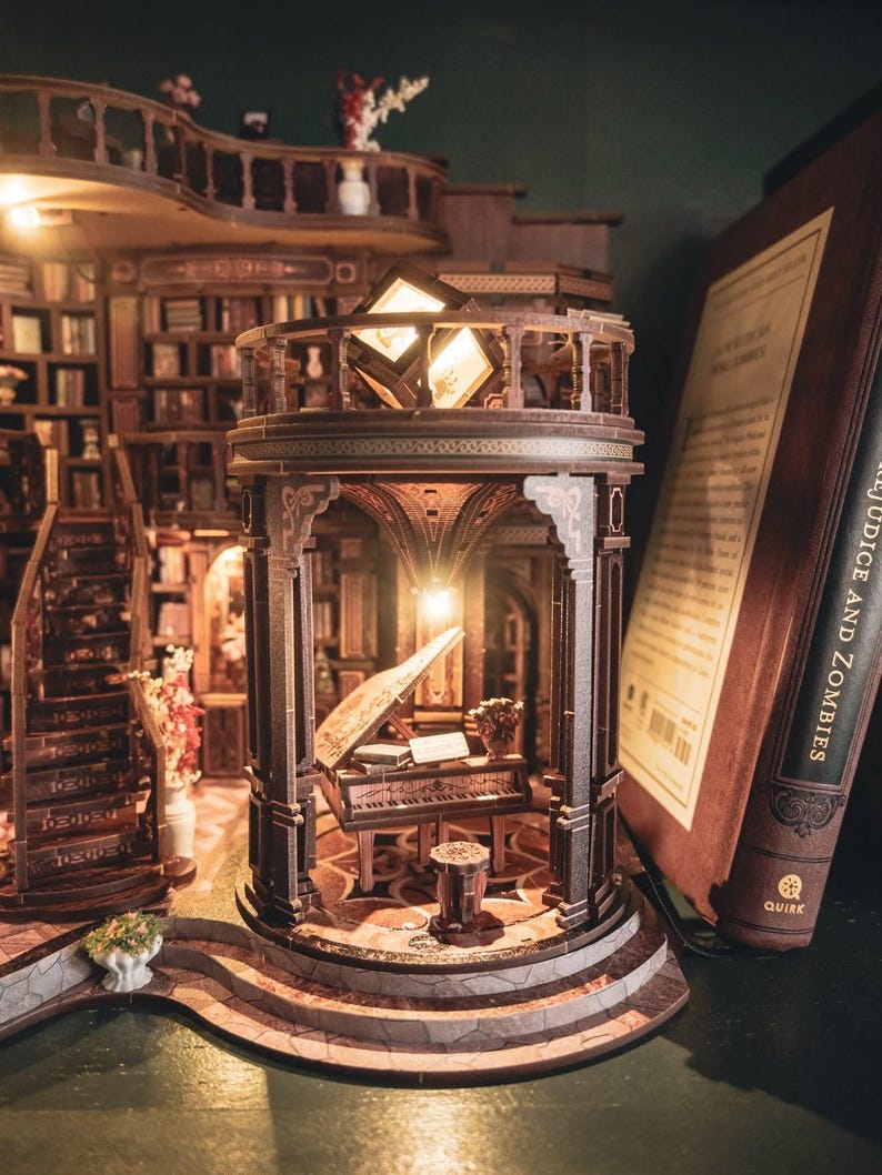 Dreamy Book Hall Book Nook Kit – Cozy Library Scene With LED Lights - Etsy