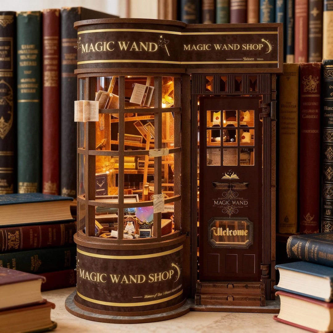 Magic Wand Shop Book Nook Kit – Wizard Store Miniature With LED Lights ...